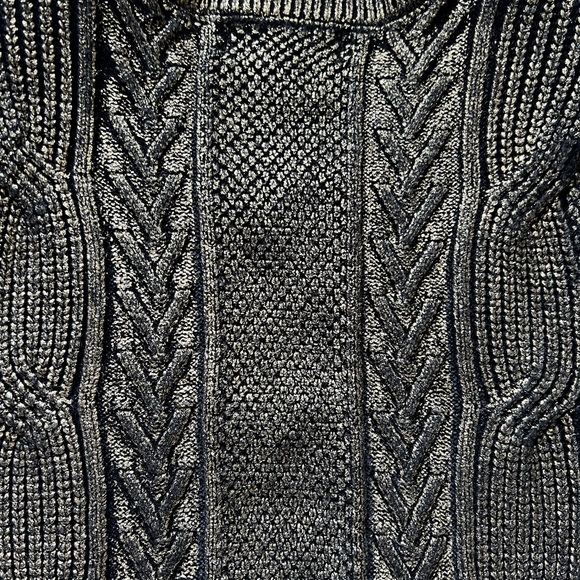 Express | Sweaters | New Express Gold Foil Metallic Cable Knit Sweater ...